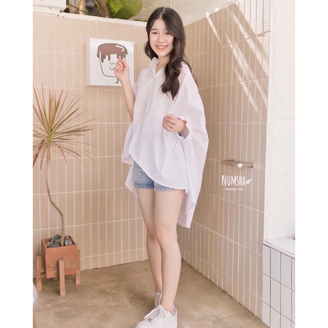 Numsha Brand เชิ้ตตัวใหญ่แขนย่น NB22058 - numsha_brand - ThaiPick