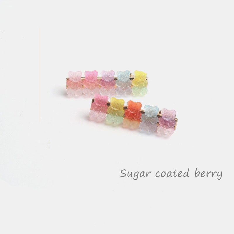 Zhao Lusi The same cute fondant sugar bear hairpin rainbow bangs clip ...