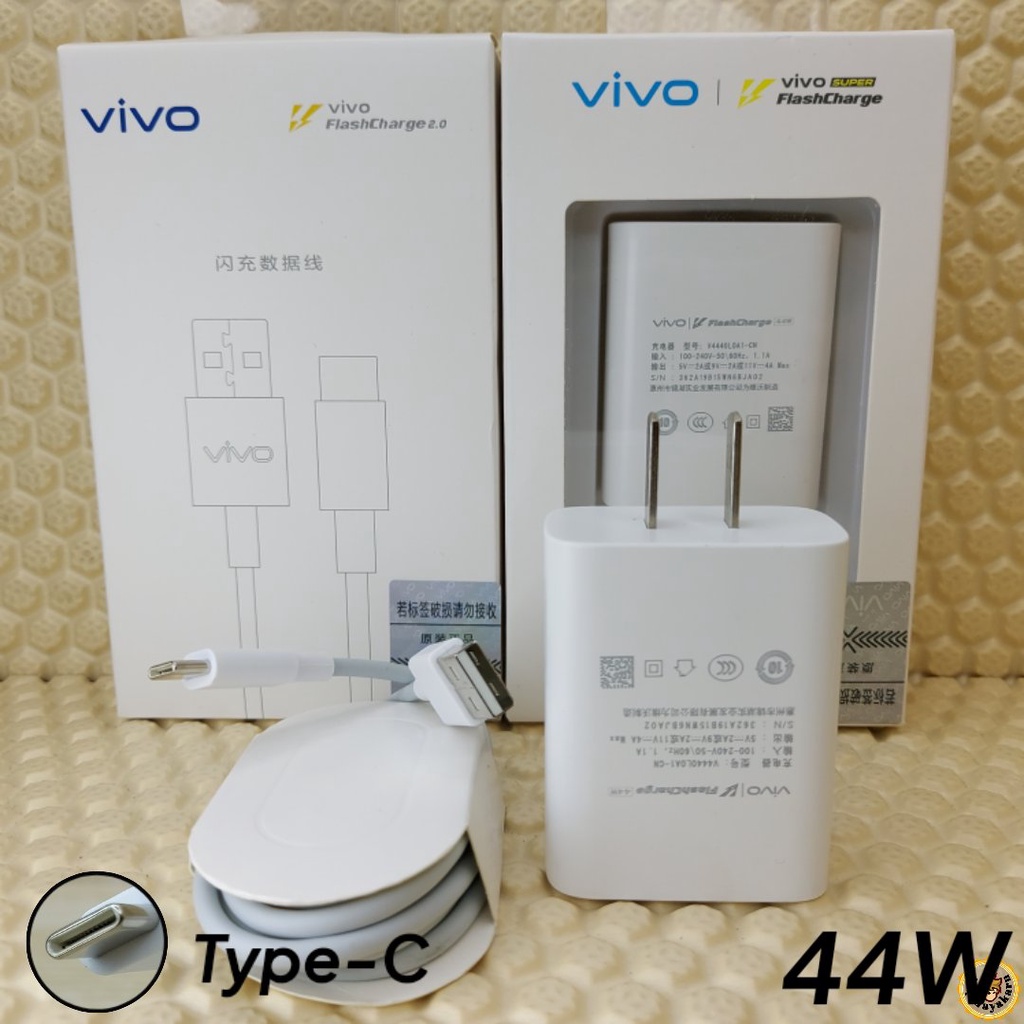 ที่ชาร์จ Vivo 44w แท้100FlashCharge Usb TypeC หัวชาร์จvivo 44W ชาร์จไว ...