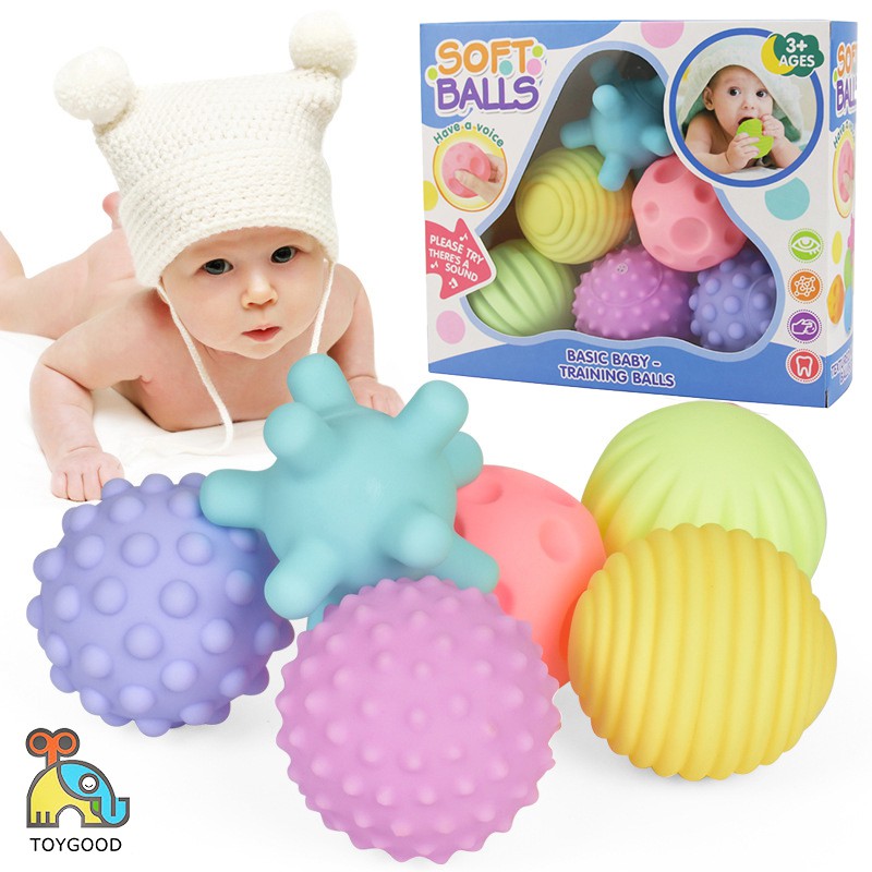 Children Rubber Ball Soft Textured Stress Ball Toy Capsule Baby Tactile ...