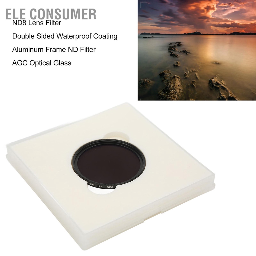ELE Consumer 49mm ND8 Lens Filter Adjustable Optical Glass Neutral ...