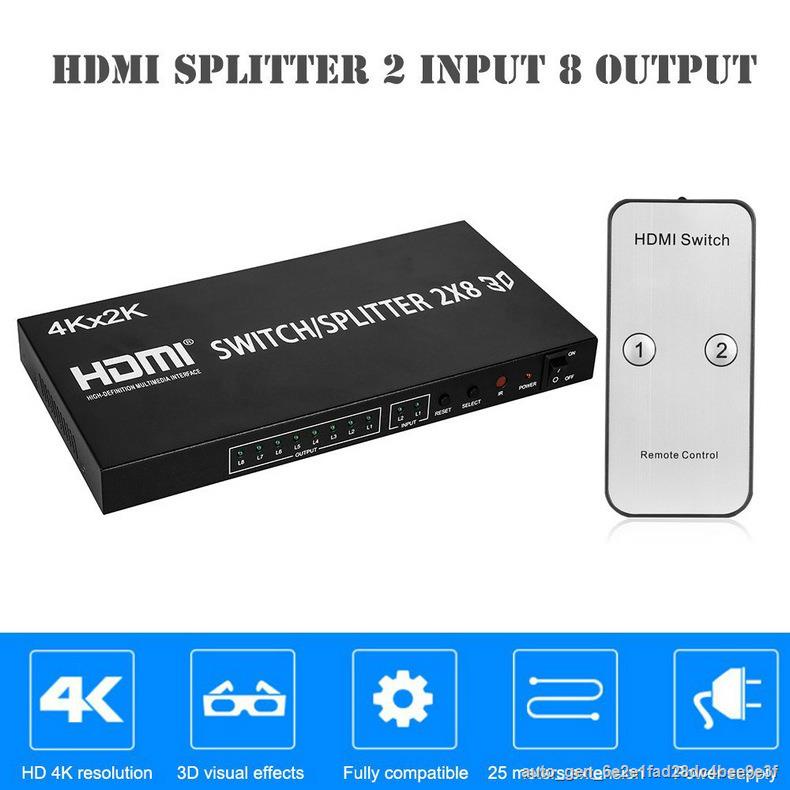 4k Hdmi Switch Splitter 2x8 Matrix Hdmi Speed Switch Splitter 2 In 8 ...