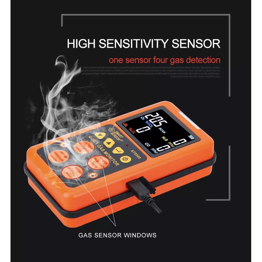 พร้อมส่ง SMART SENSOR 4 in 1 เครื่องตรวจจับก๊าซ O2 H2S CO LEL เครื่อง ...