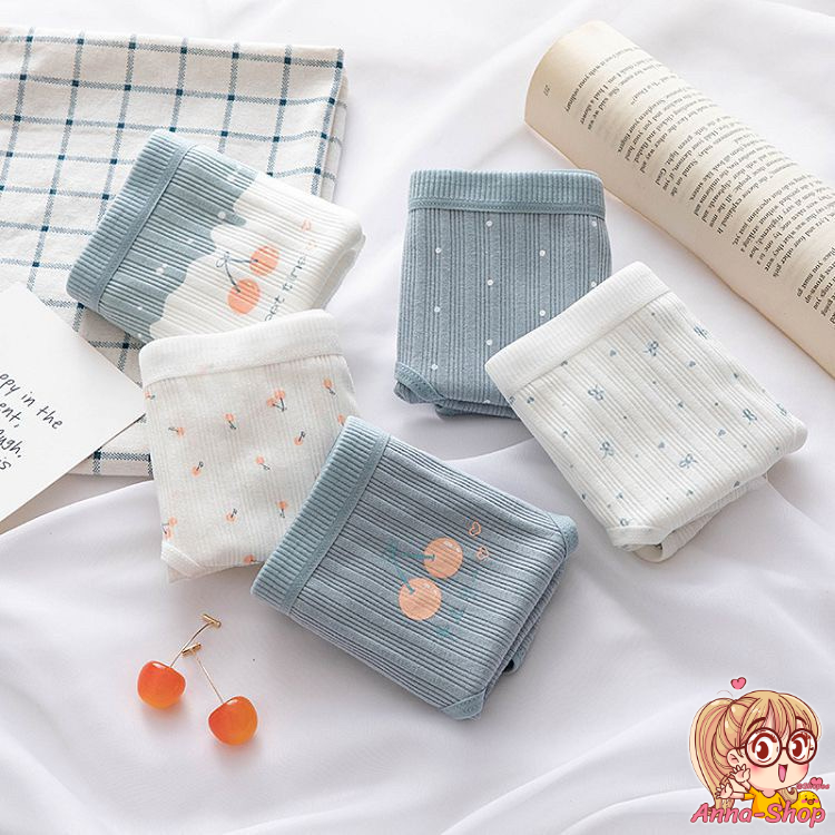 กางเกงชั้นในเนื้อนิ่ม ผ้าคอตตตอน สีขาวฟ้าลายผลไม้ ใส่แล้วสบายสุดๆ ราคาถูก พร้อมส่ง CS06 ...