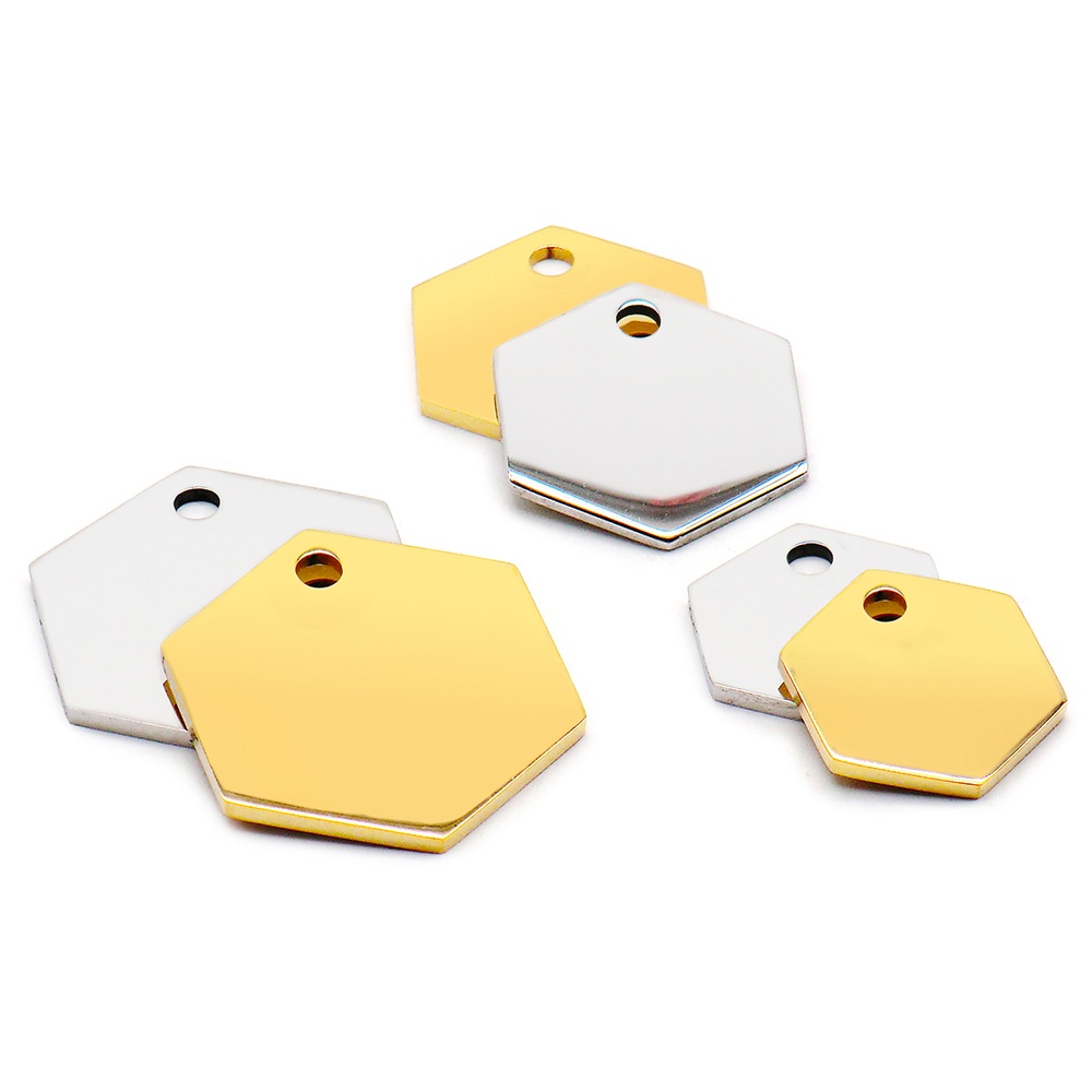 Wholesale 20Pcs Hexagon Name Tags Pendant Mirror Polish Tag Stainless ...