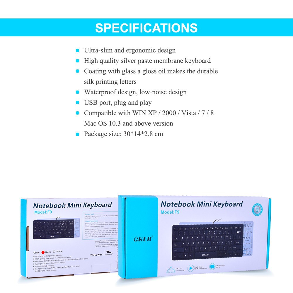 ส่งเร็ว OKER Keyboard F6 F8 F9 Mini USB คีบอร์ด ตัวเล็ก มินิ ...