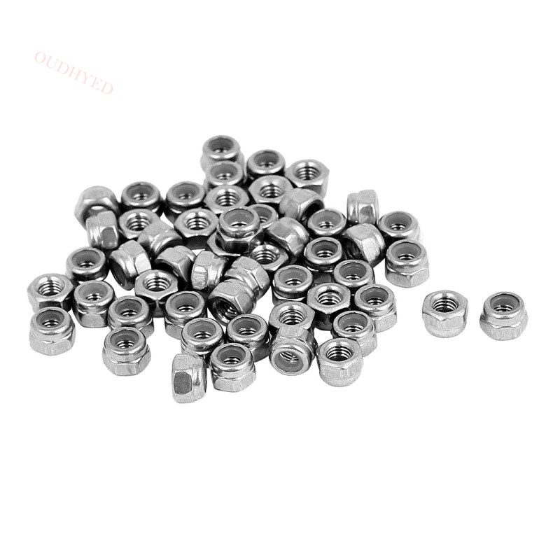 M3 x 0.5mm Stainless Steel Nylock Nylon Insert Hex Lock Nuts 50pcs - oudhyed.th - ThaiPick