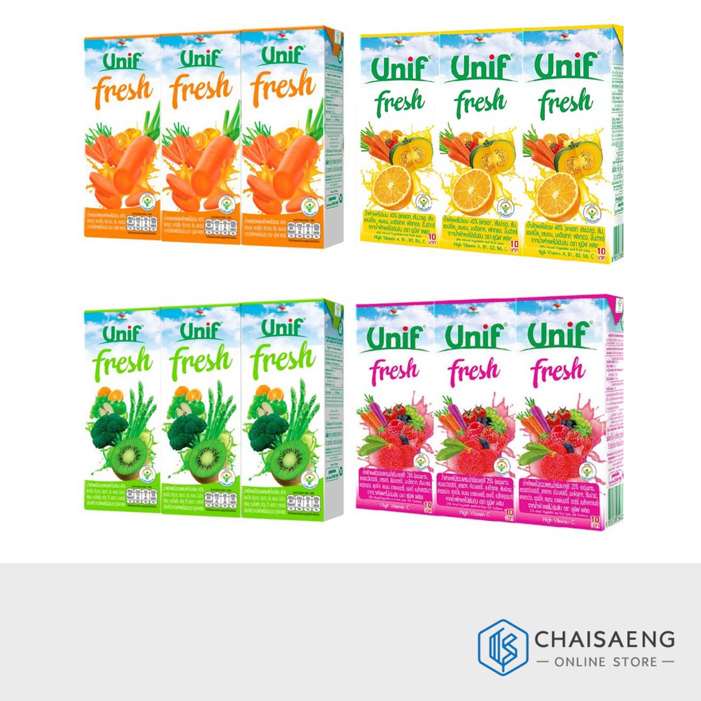 (แพ็ค 3) Unif Fresh น้ำผสมผักและผลไม้รวม (แครรอท / ผักผลไม้รวม / ผักใบ ...