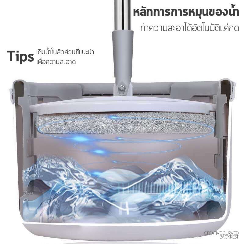 ELF Spin Mop ไม้ถูพื้น ไม้ม็อบถูพื้น ชุดถังปั่นไม้ม็อบ ชุดไม้ถูพื้นถังปั่น ไม้ถูพื้นม็อบถังเดียว ...