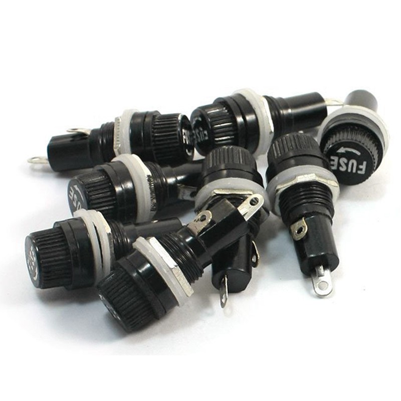 10Pcs 10A AC 250V 5mm x 20mm Panel Mounted Plastic Fuse Holder Socket ...
