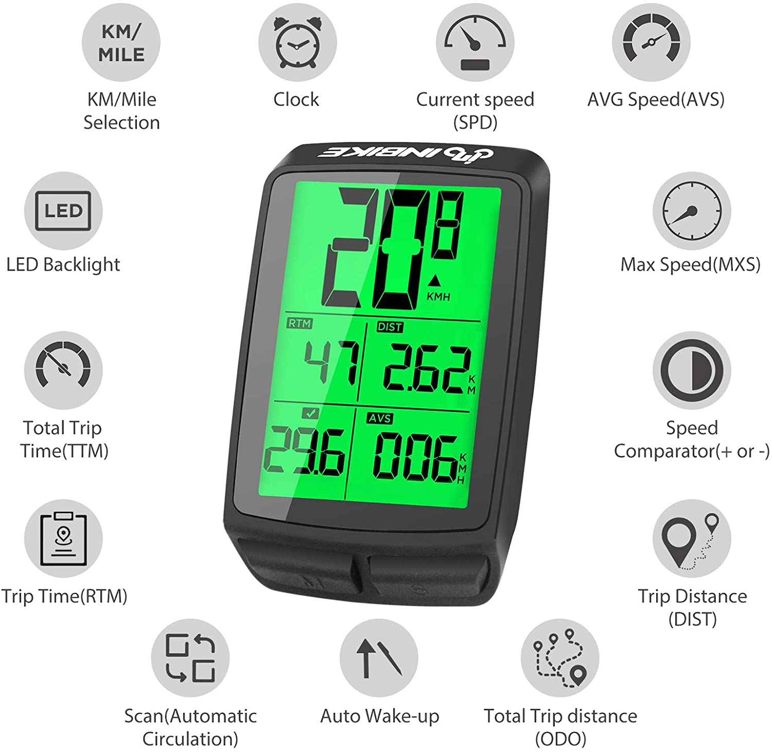 Moon_MTB Bike Bicycle Cycling Computer Odometer LCD Backlight Dispaly ...