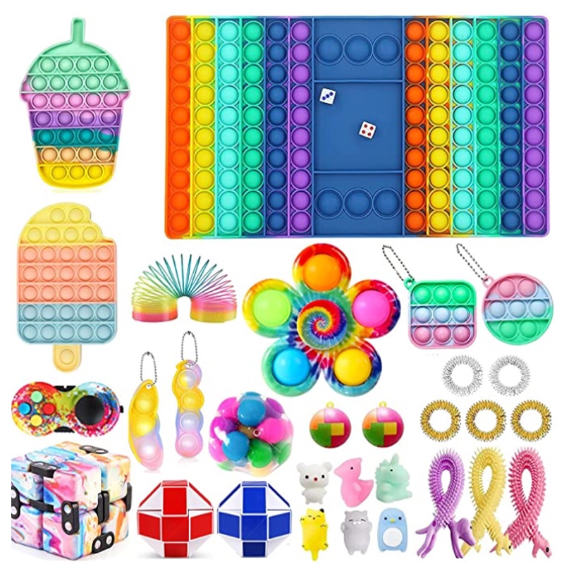 Fidget Toys Box Antiestres Stress Ball Fidges Popit Toy Set Wacky Track ...