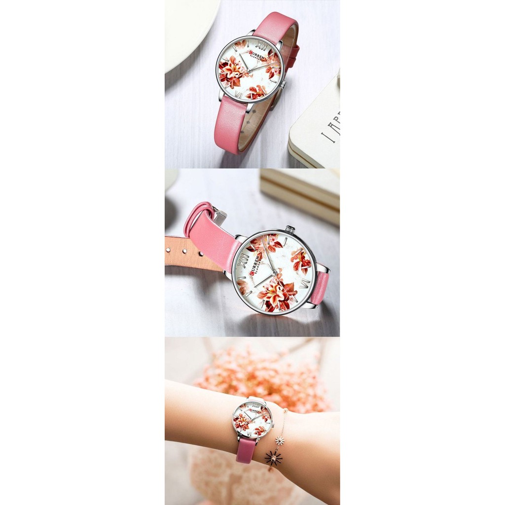 Flower Watches for Women Fashion Leather Wrist watch Ladies ...