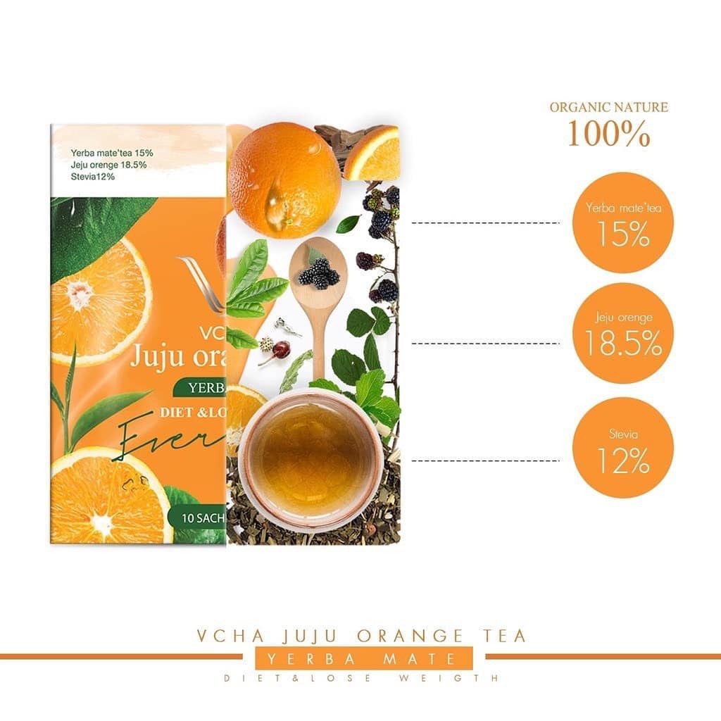 ของแท้ พร้อมส่ง l (1แถม1) Vlender Vcha V Cha jeju orange tea ชาส้ม วี ...