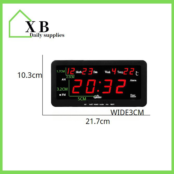 XB-นาฬิกาดิจิตอล (CX2158) 21.5x10.3x3cm นาฬิกา ตั้งโต๊ะ LED DIGITAL ...