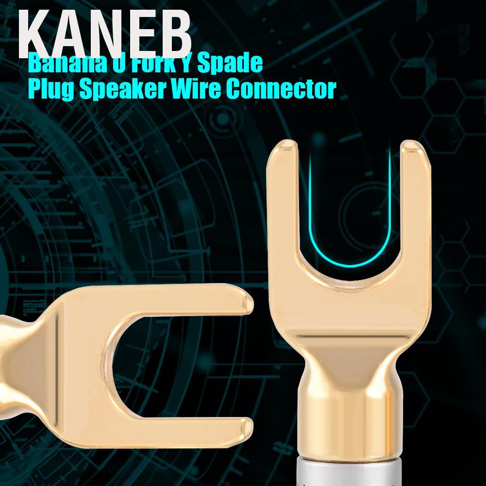 Kaneb 6 ชิ้น Gold Plated 4 มม. Banana U Fork Y Shovel ปลั๊กลําโพงรูปตัว ...