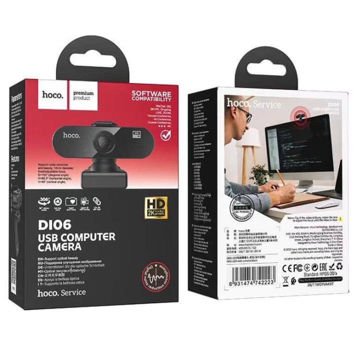 Hoco DI06 Web Camera 1080P webcam กล้องเว็บแคม ความละเอียด 1080P และ 2K ...