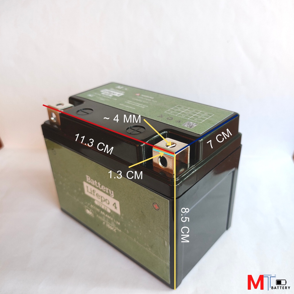 แบตเตอรี่ลิเธียม Lifepo4 สำหรับสตาร์ทรถ 12V 6Ah ใช้ได้กับรถ 100-150cc - mt_battery - ThaiPick