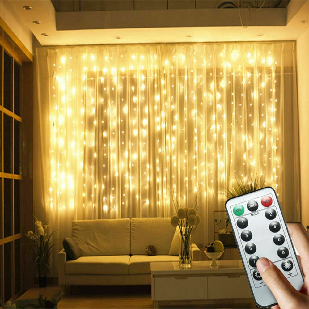 Curtain Fairy Lights USB String Hanging Wall Lights Party With Remote ...