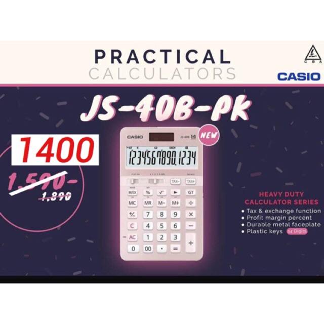 เครื่องคิดเลขสีชมพู casio JS-40B-PK | Shopee Thailand
