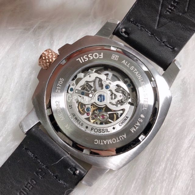 ORIGINAL Fossil ME3082 Modern Machine Automatic Black Leather Mens ...