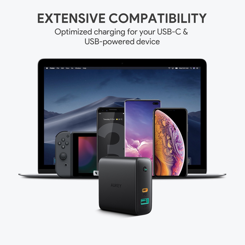 AUKEY PA-D3 หัวชาร์จเร็ว 60W Dynamic USB-C Power Delivery 60W และ AiPower Fast Charge ช่อง รุ่น ...