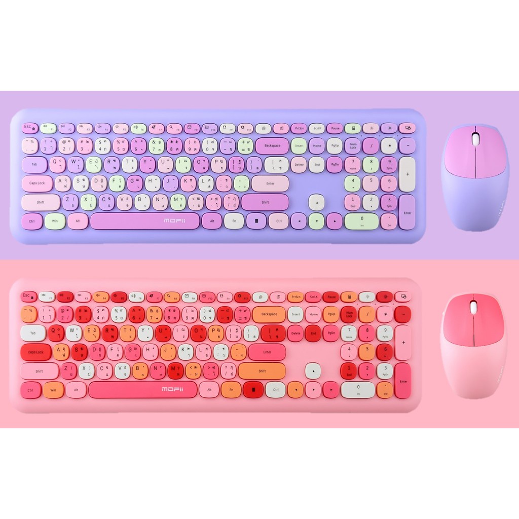 MOFII LOLLIPOP คีย์บอร์ดและเมาส์ ไร้สาย SILENT WIRELESS COMBO SET MIXED แป้นพิมพ์ไทยอังกฤษ ...