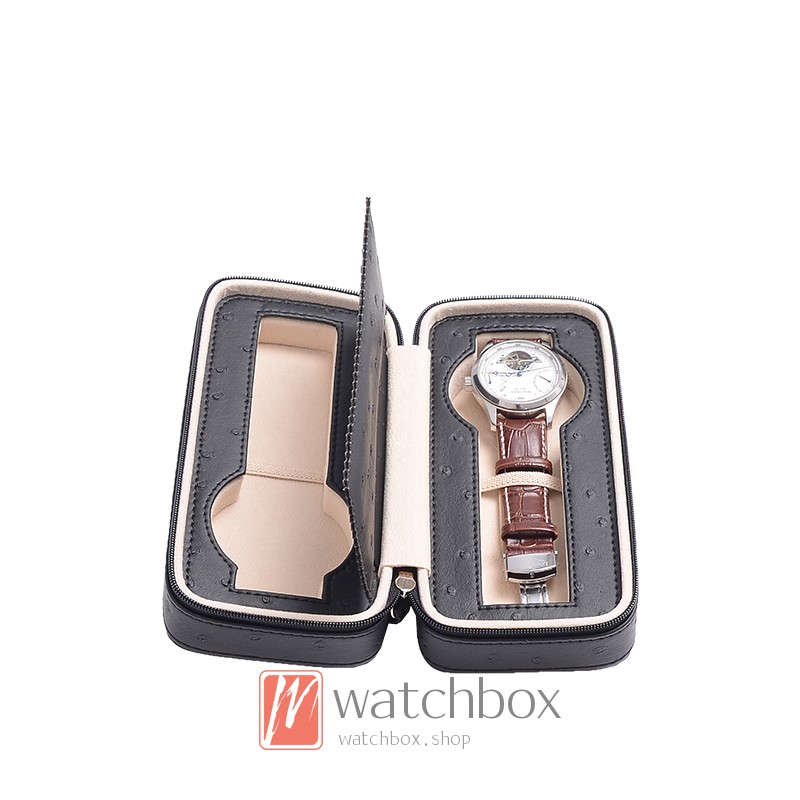 High quality ostrich pattern PU leather watch case storage travel box ...