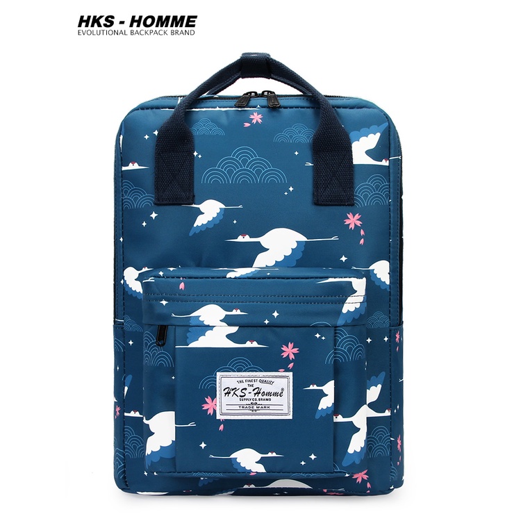 HKS-HOMME กระเป๋าเป้สะพายหลังพิมพ์ลายญี่ปุ่นมูลค่าสูงกระเป๋านักเรียน ...