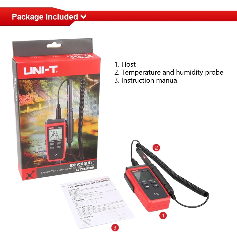 体温枪UNIT UT333S Mini Temerature Humidity Meter Outdoor Hygrometer Overload Indication Unit ...