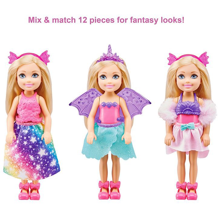 Barbie Dreamtopia Chelsea Doll Dress-Up Set with 12 Fashion Pieces ...