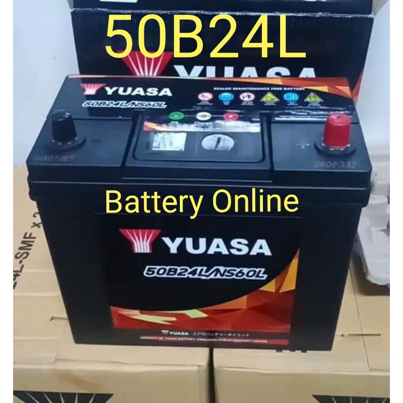 แบตเตอรี่ รถยนต์ ยัวซ่า Yuasa Battery 50B24L , 50B24 L , NS60L , NS60 L ...