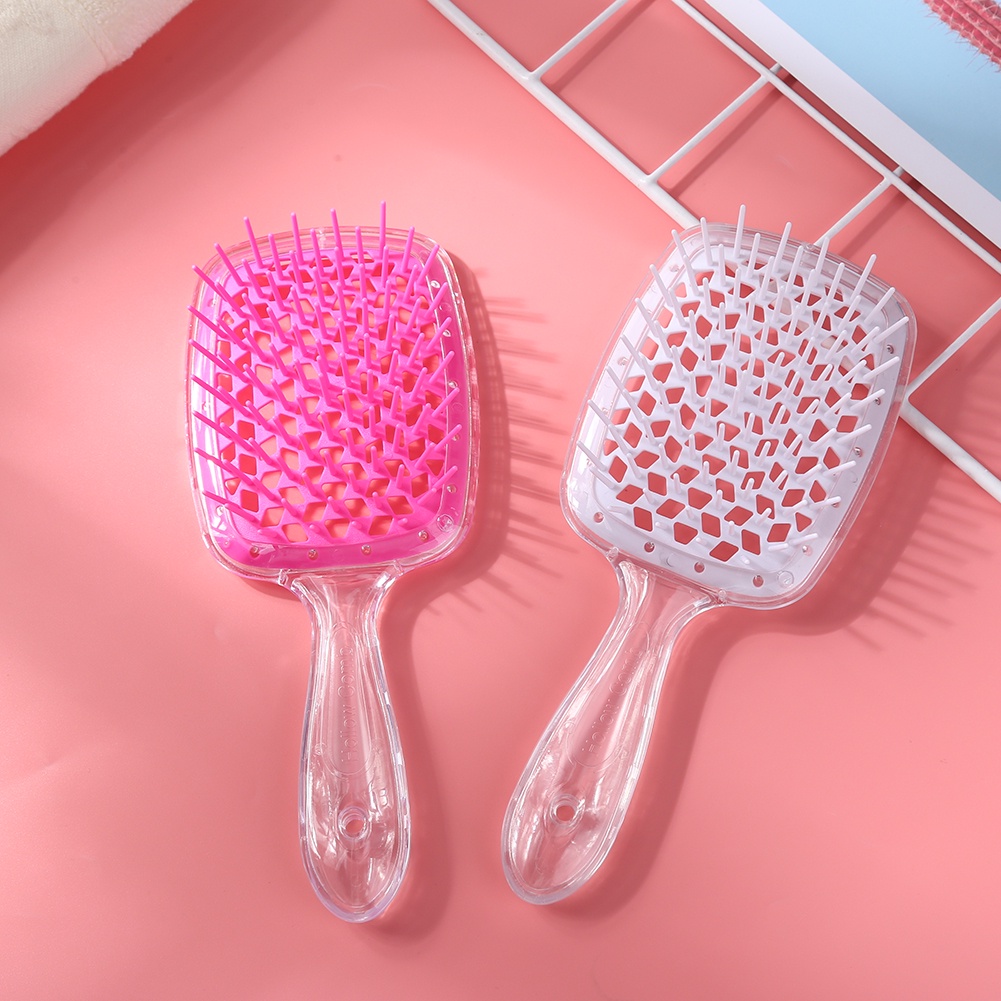 หวีTransarent Hollow Mesh Comb Wet Dry Women Scal Massage Comb Hair ...