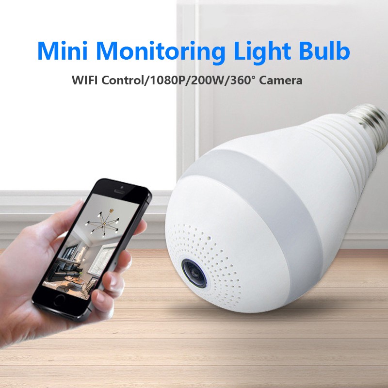 กล้องหลอดไฟ FULL HD 1080P 2.0MP Panoramic iP Camera WiFi app neye3c ...