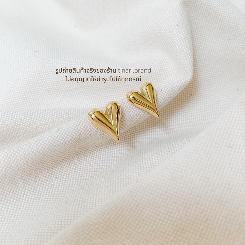 FAV TINARI 74 stainless mini gold heart earrings ต่างหู หัวใจ ทอง มินิมอล - inkinktnr - ThaiPick