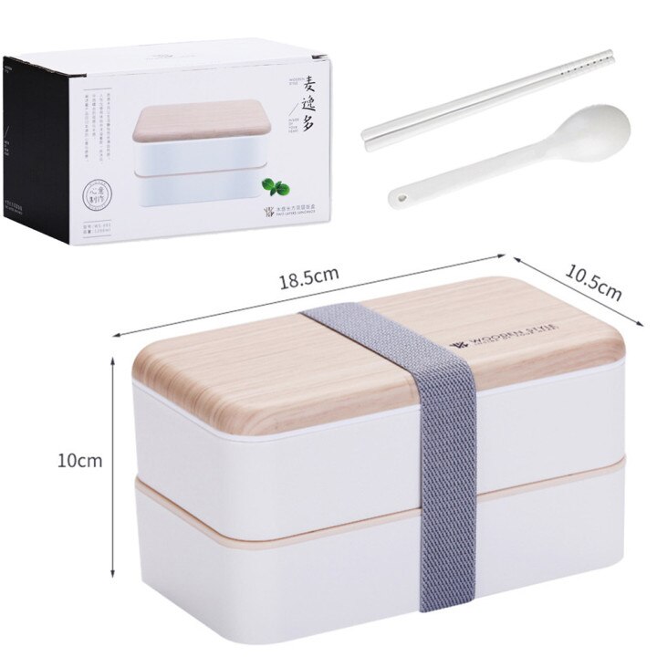 Please COD 1-2L Lunch Box 2 Layer Wheat Straw Bento Box Food Meal Fruit ...