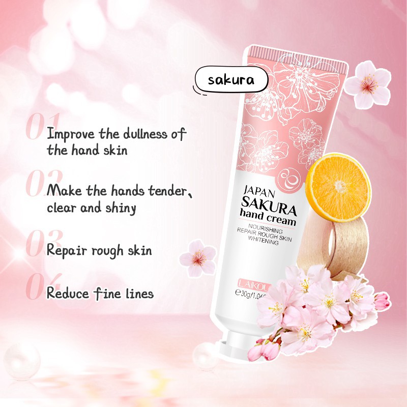 ∋☃LAIKOU Sakura Hand Cream Nourishing Anti-chapping Reduce Wrinkles ...