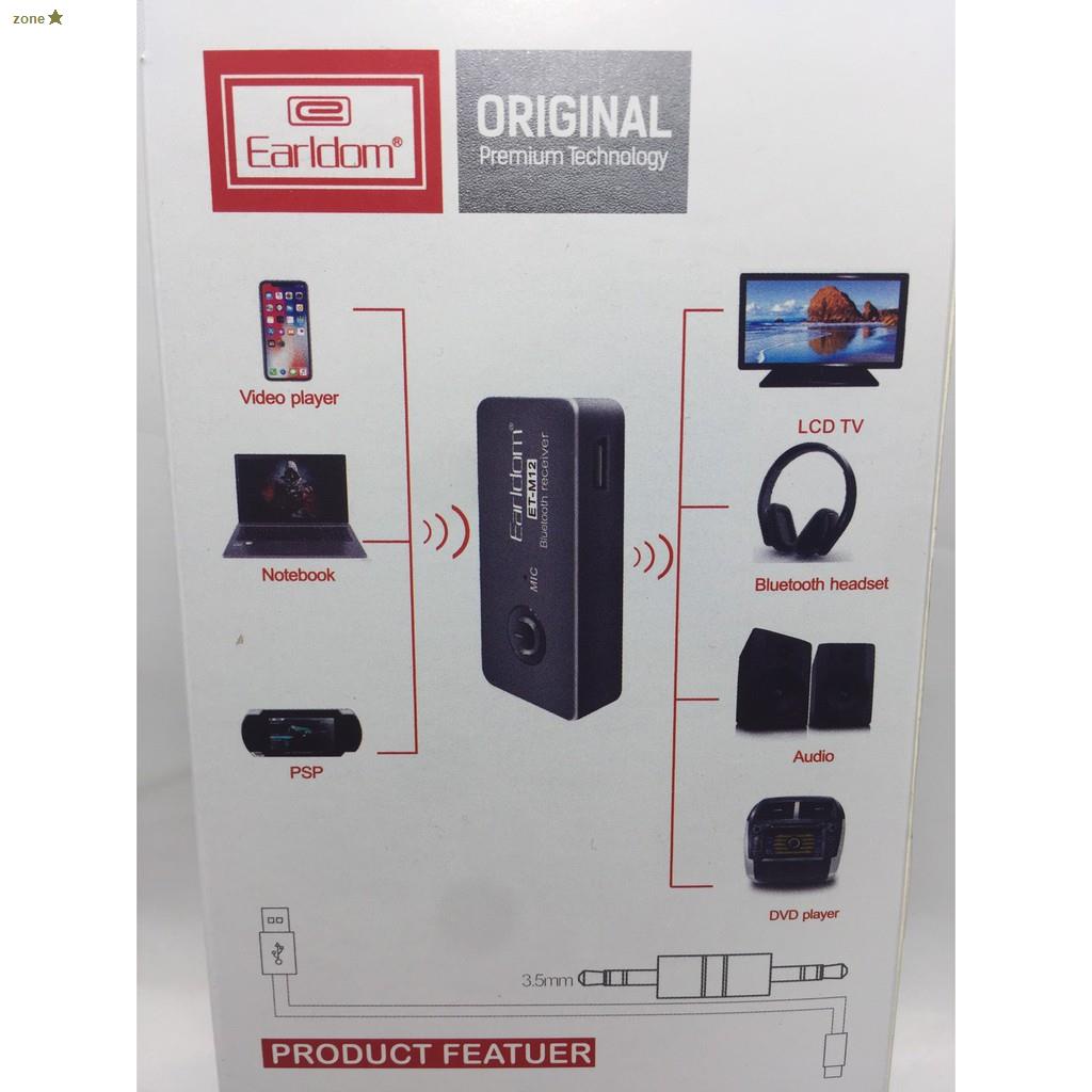 zone(ของแท้ 100) Earldom M12 อุปกรณ์รับสัญญาณบลูทูธ Car Bluetooth music Receiver - zone7shop ...