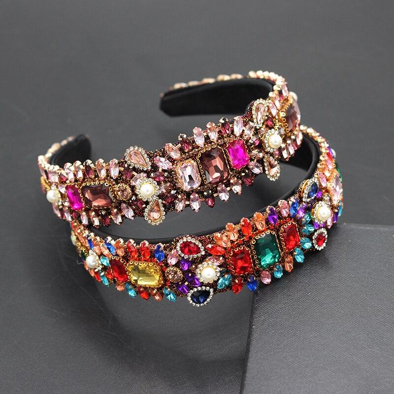 New Baroque Pearl Color Inlaid Color Rhinestone Luxury Ladies Prom ...