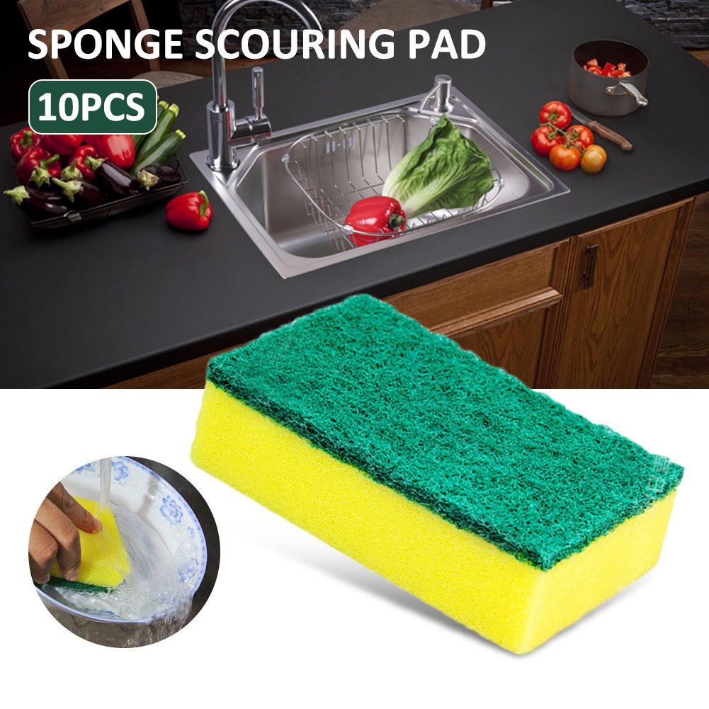 10PCS/Pack High-density Sponge Scouring Pad Kitchen Cleaning Cloth ...