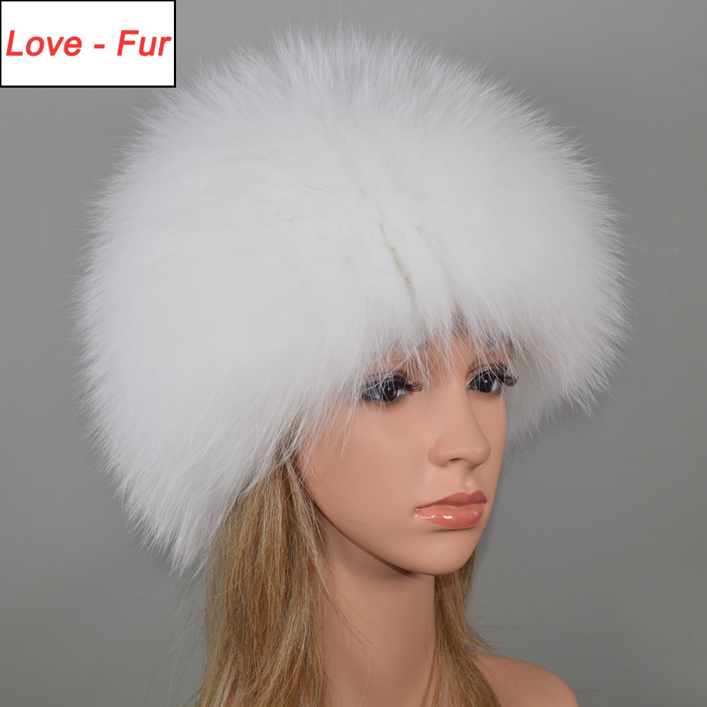 Luxury 100% Natural Real Fox Fur Hat Women Winter Elastic Knitted Real ...