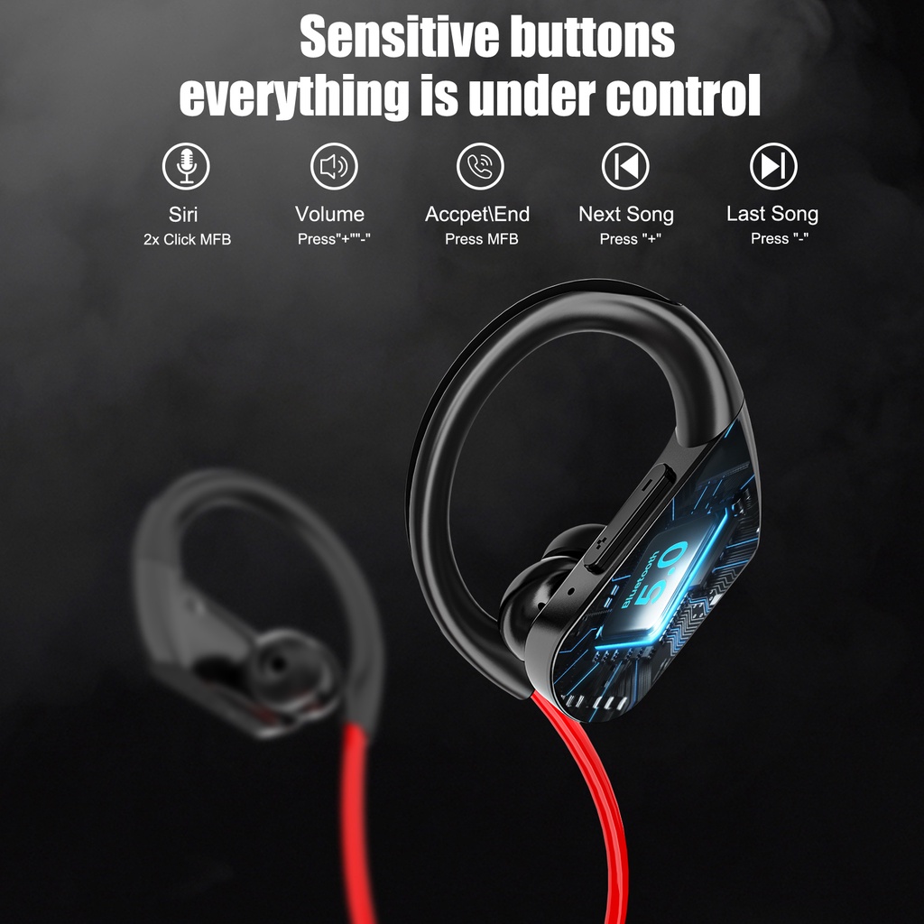ZZN Wireless Sport Headphones Bluetooth 5.0 Earphones Hanging Neck ...