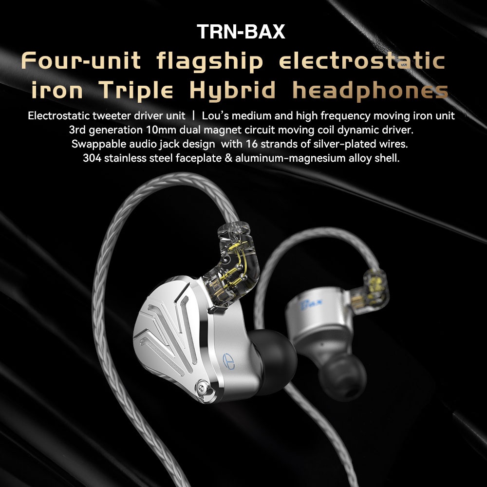 TRN BAX BA1DD2EST Tribrid Metal In Ear Earphone IEM HIFI DJ Monitor ...