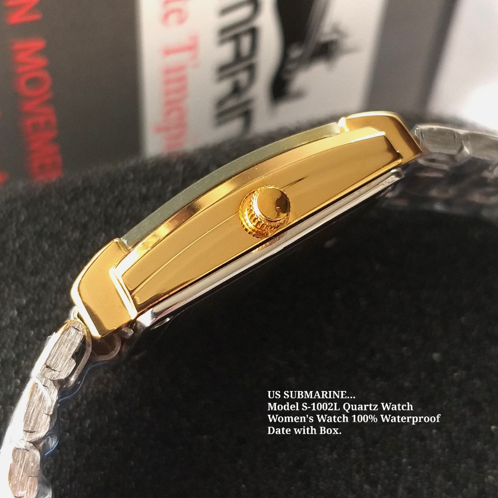 US SUBMARINE รุ่น S-1012L นาฬิกาข้อมือผู้หญิงระบบควอทซ์แสดงวันที่ กันน้ำ100พร้อมกล่อง ...