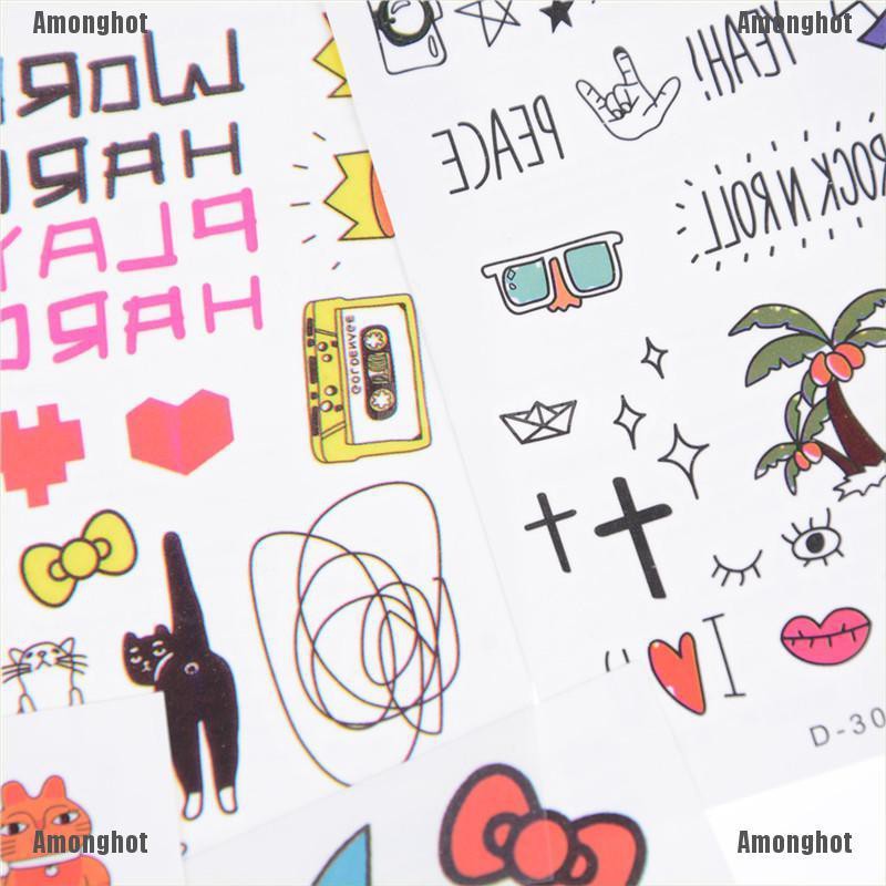 Amonghot 5Sheets Kids Safety Cute Waterproof Temporary Removable Tattoo ...