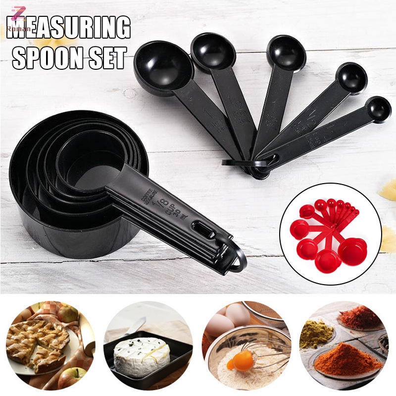 10pcs Plastic Measuring Cups Spoons Kitchen Baking Cooking Tools Set ...