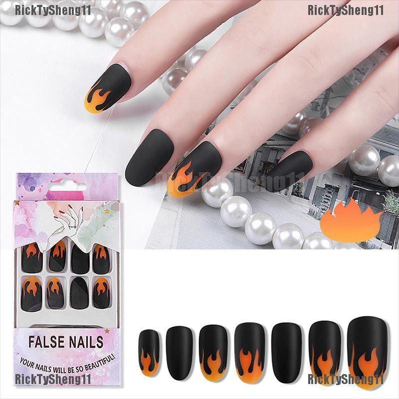 [COD]RTS 24 Nail Fake Detachable Nail Art Fnished Fame Gel Frosted Fake ...