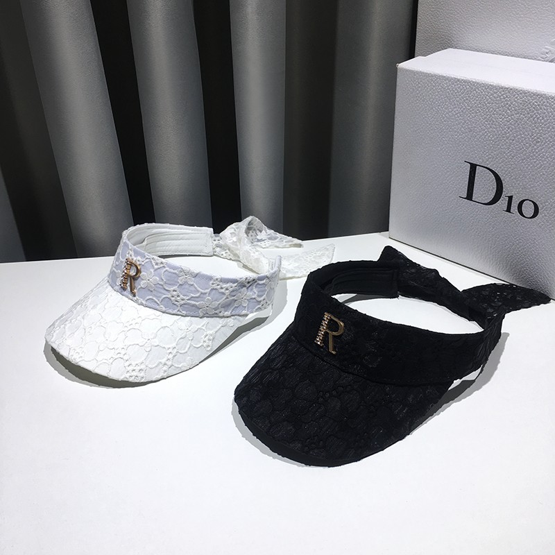 สีสวยมากๆ Korean flower lace strap empty top hat female sun visor ...