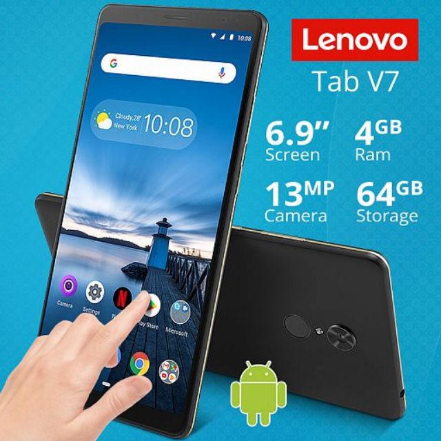 Lenovo tab v7 จอ 6.9 นิ้ว Ram 4 64 GB เเถมฟิลม์กันรอย micro sd 32ี GB ...