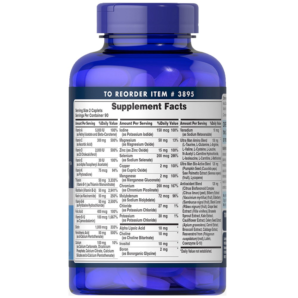 วิตามินรวมผู้ชาย Ultra Vita Man Daily Multi 180 Caplets Puritan's Pride ...